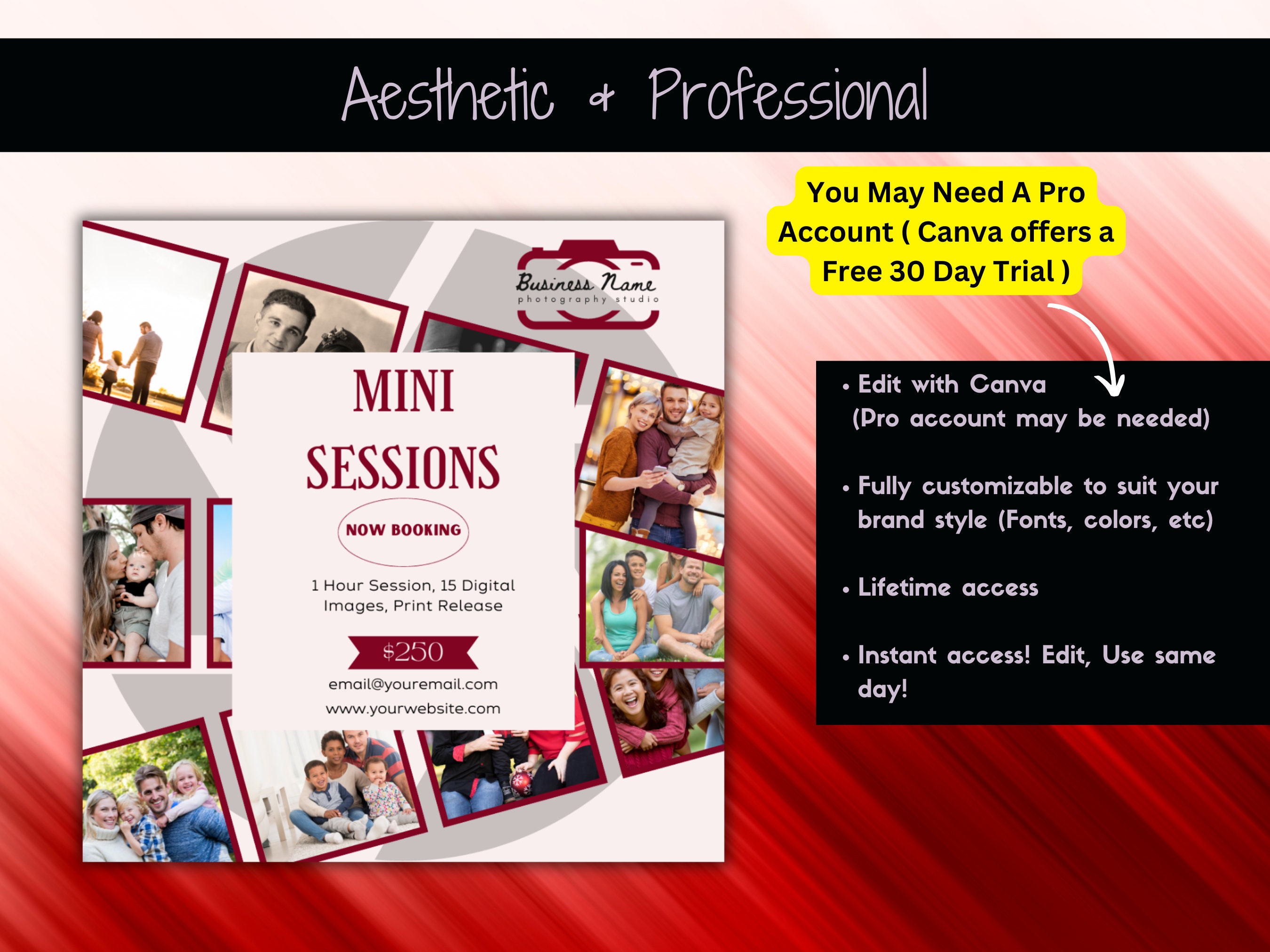 Mini Sessions Editable Flyer Template for Photographers Service Flyer ...