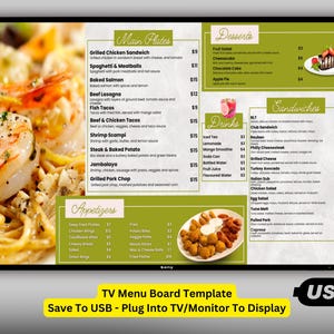 Digital Menu Display Template Static Menu Board Food Menu Monitor ...