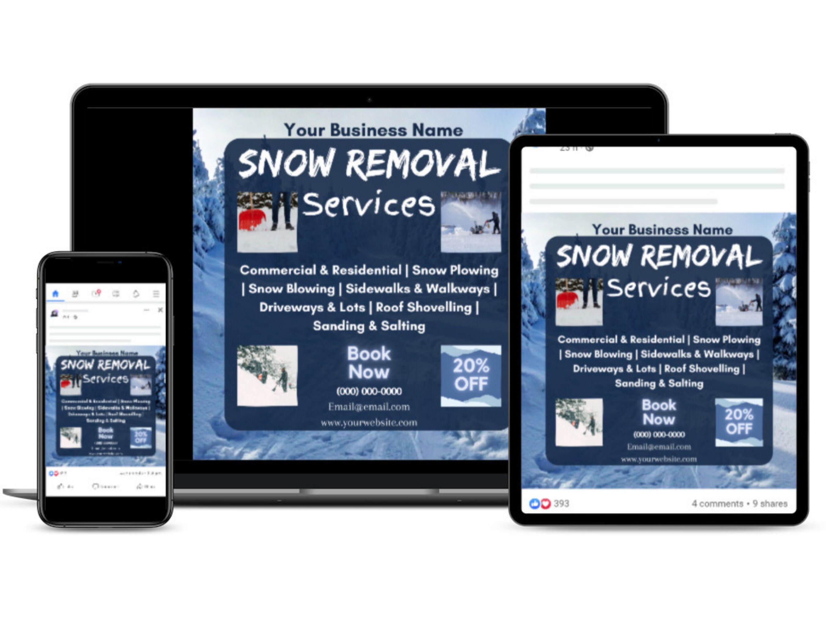 Editable Snow Removal Services Flyer Template Service Flyer Snow Shovel ...