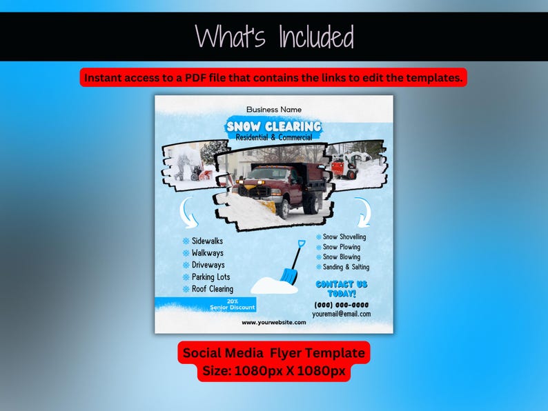 Snow Clearing Service Flyer Template, Social Media (editable on Canva ...