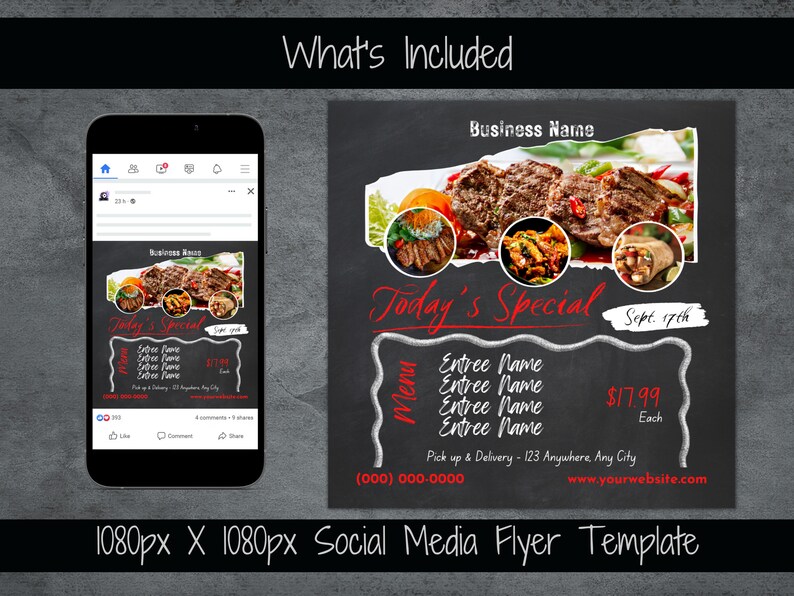 Editable Food Menu Flyer Today's Special Menu Template for Social Media ...