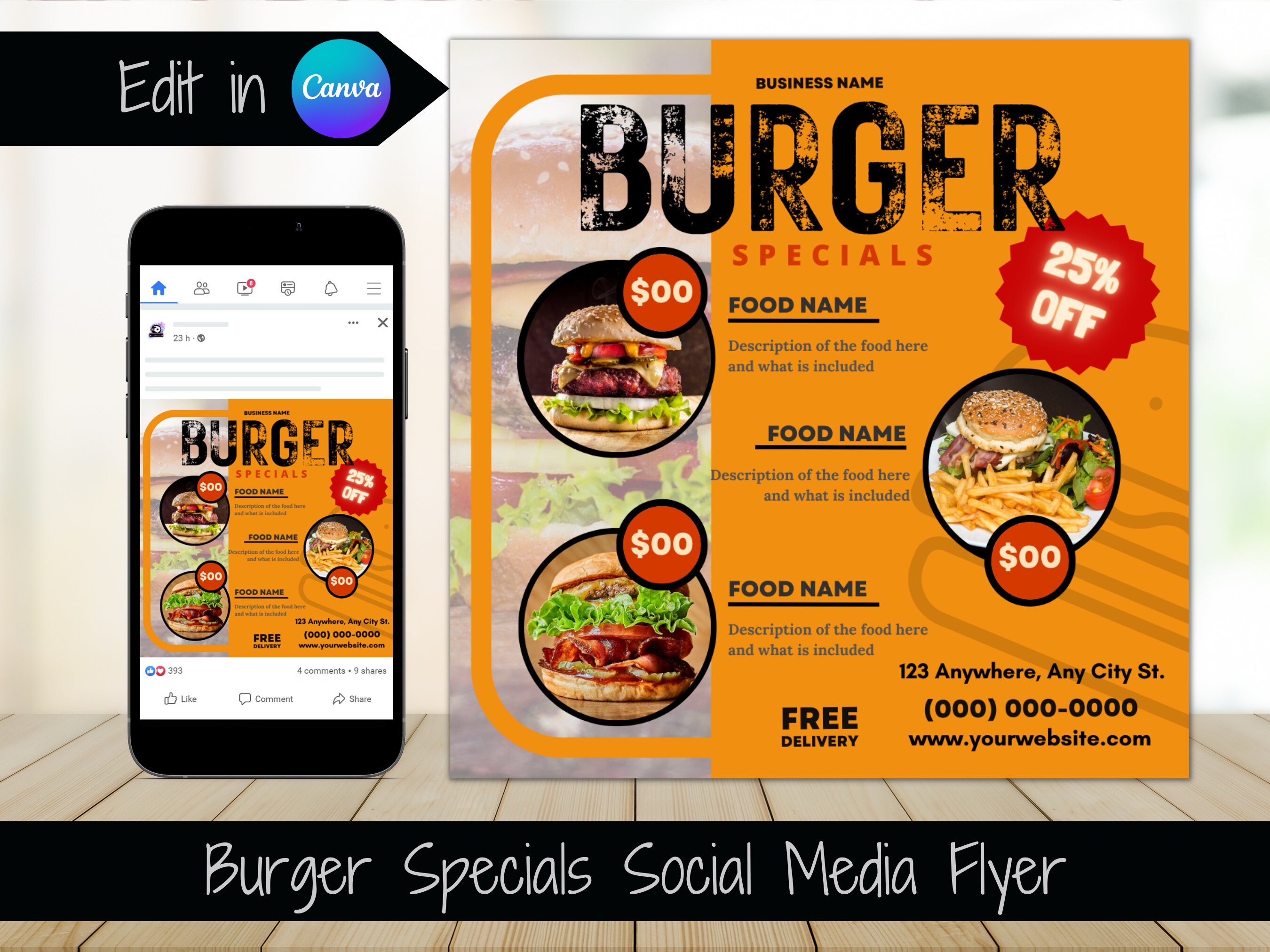 Burger Special Flyer Template Social Media Event Flyer - Etsy