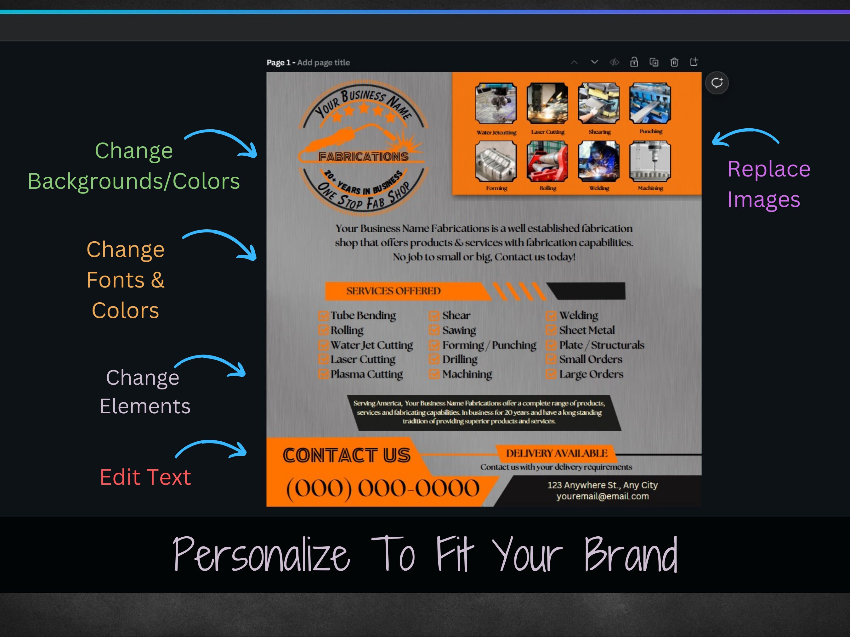 Custom Fabrications Social Media Flyer Template Custom Logo Editable ...