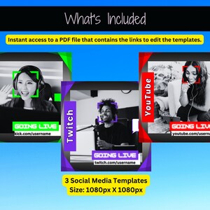 Editable Going Live Social Media Templates Kick Going Live Post Twitch ...