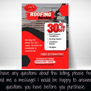 Printable Roofing Services Flyer Template Editable Service Flyer Roof ...