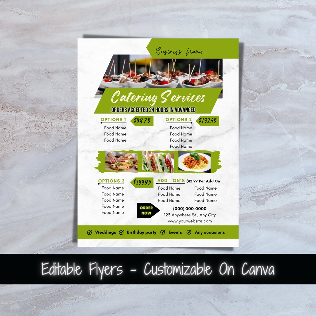 Catering Menu Flyer Template | Customizable Restaurant Services ...