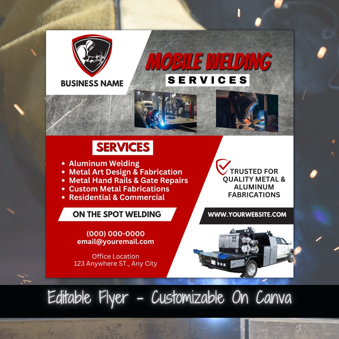 Mobile Welding Services Flyer Template, Social Media Post (digital ...