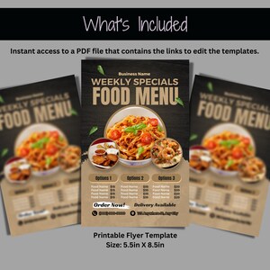 Weekly Specials Food Menu Flyer Template Restaurant Printable Food ...