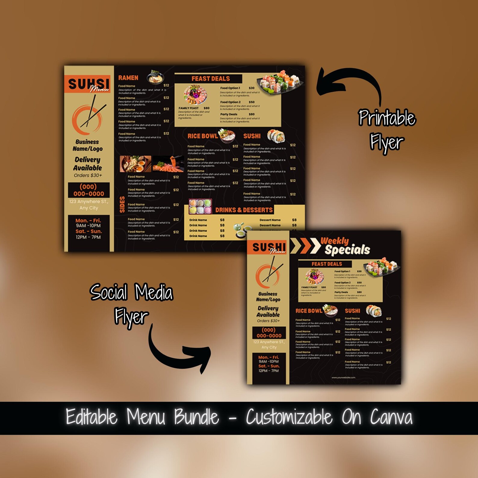 Printable Sushi Menu Template Social Media Sushi Specials Template ...