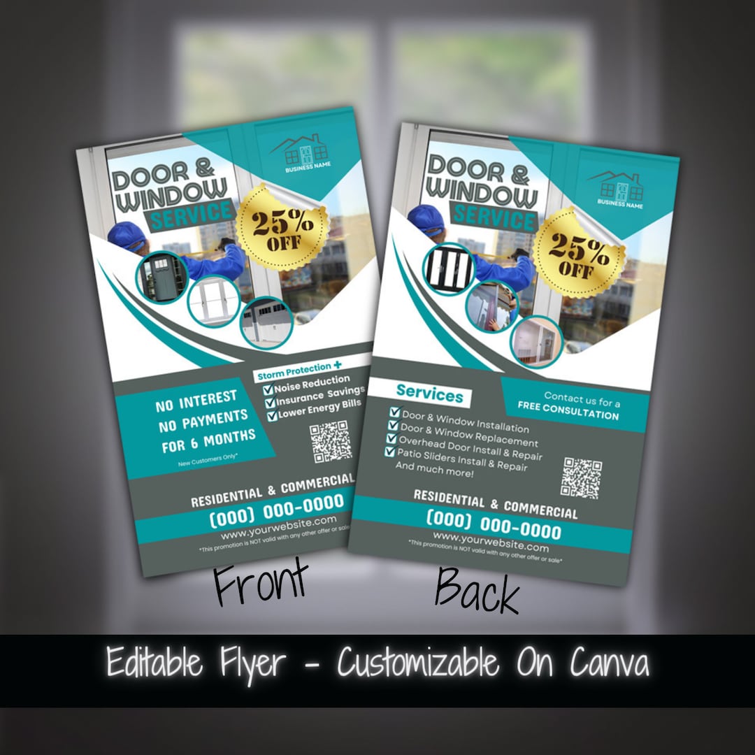 Printable Door & Window Service Flyer Template Door Repair Flyer Window ...