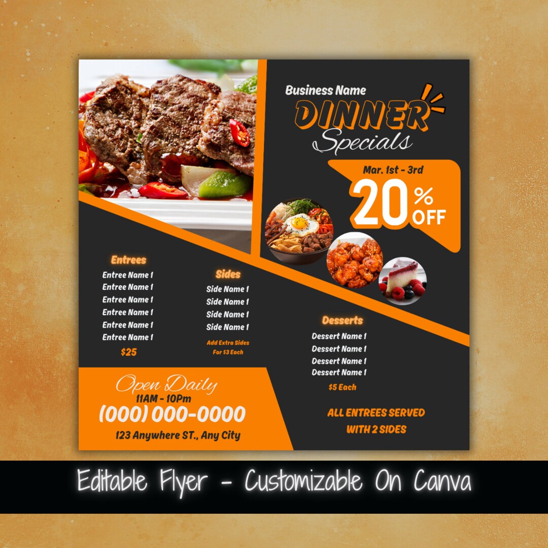Dinner Specials Marketing Flyer Template Social Media Flyer Weekend ...