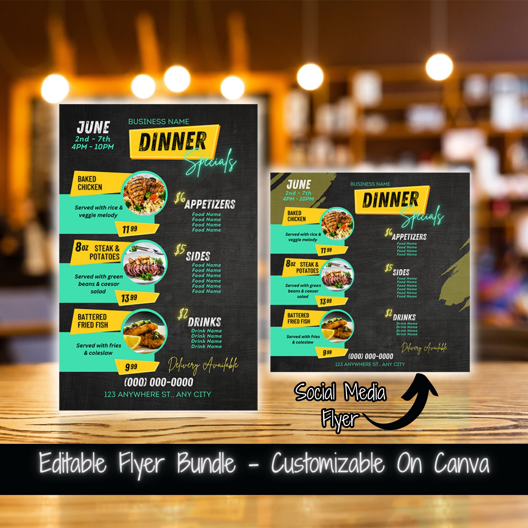 Dinner Specials Flyer Templates Printable Flyer Social Media Dinner ...