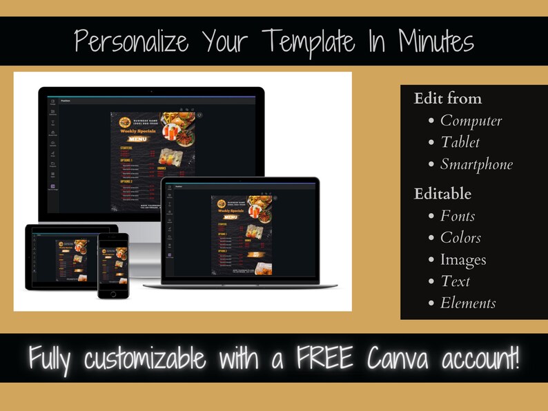 Printable Weekly Specials Flyer Template Editable Menu Flyer Restaurant ...