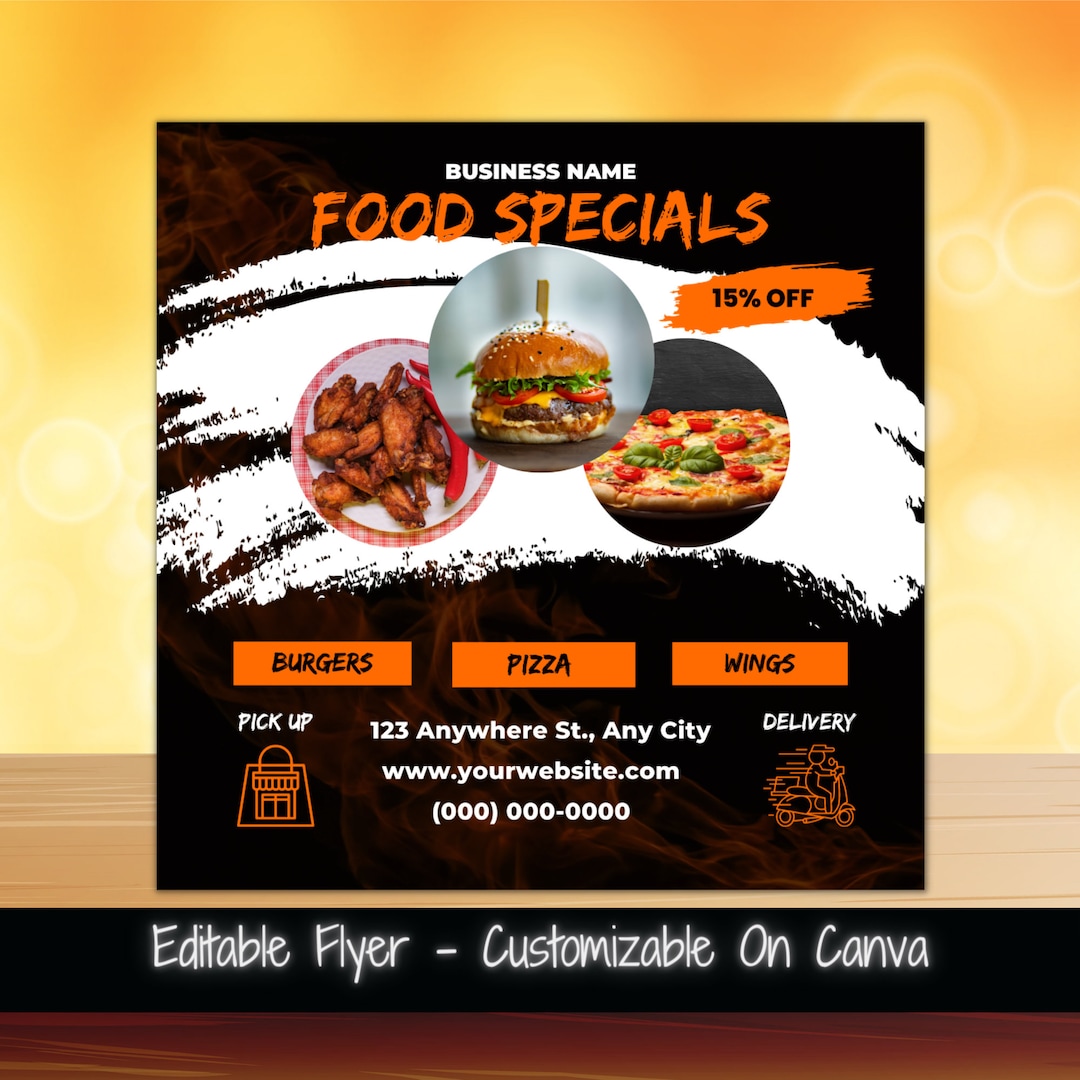 Editable Flyer Template Food Specials Social Media Flyer Dinner Sale ...