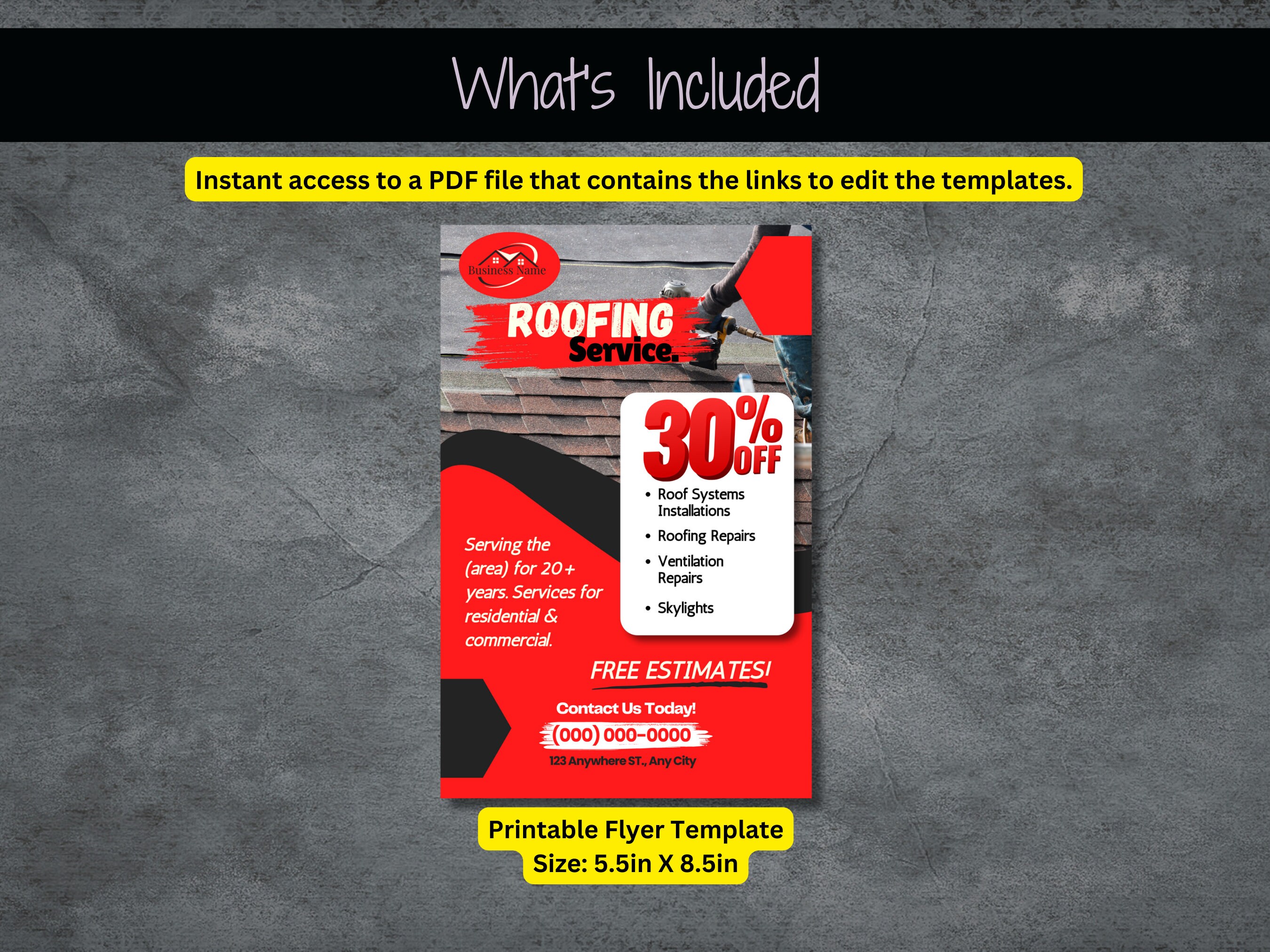 Printable Roofing Services Flyer Template Editable Service Flyer Roof ...