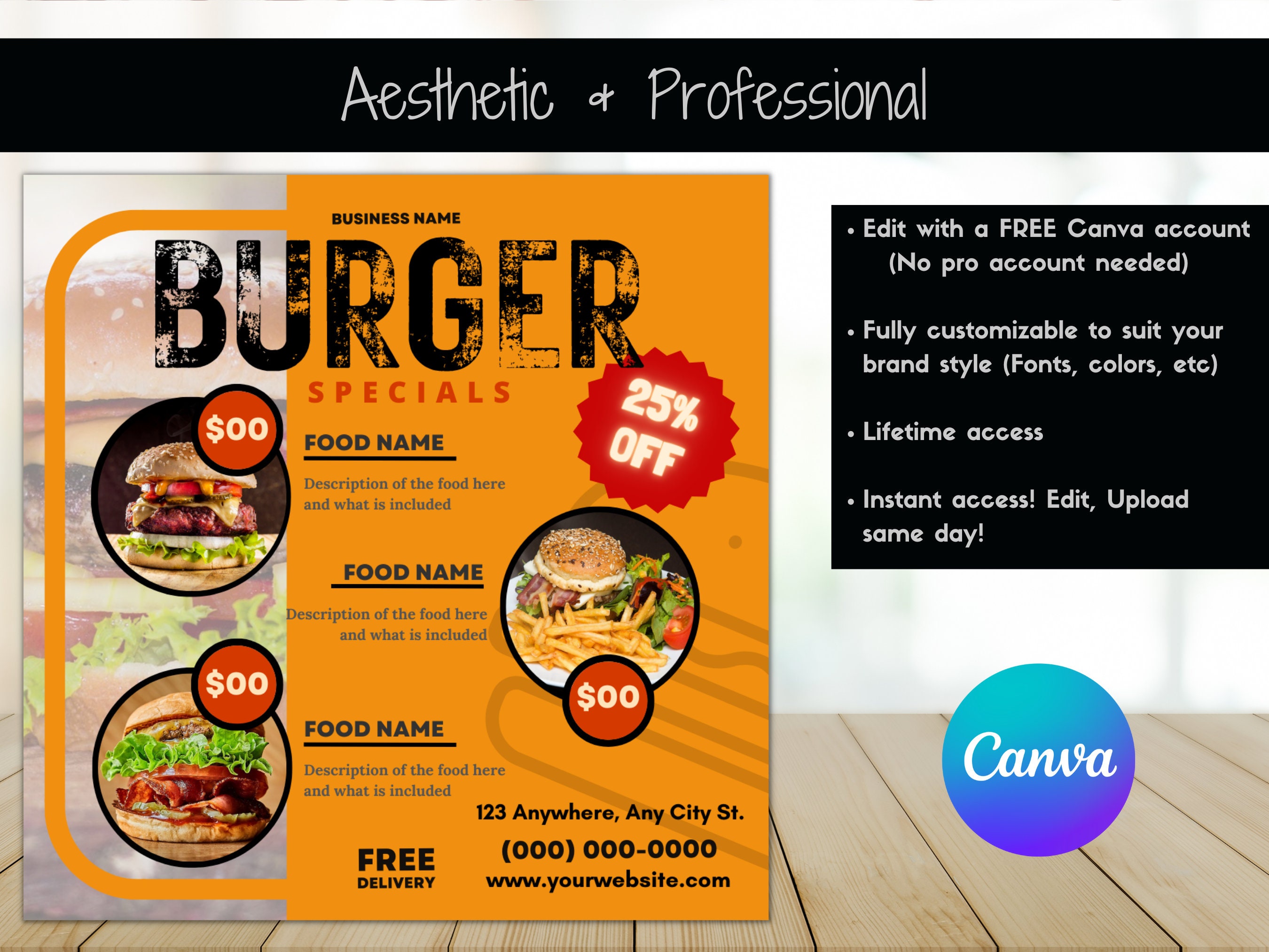 Burger Special Flyer Template Social Media Event Flyer - Etsy