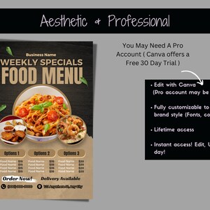 Weekly Specials Food Menu Flyer Template Restaurant Printable Food ...