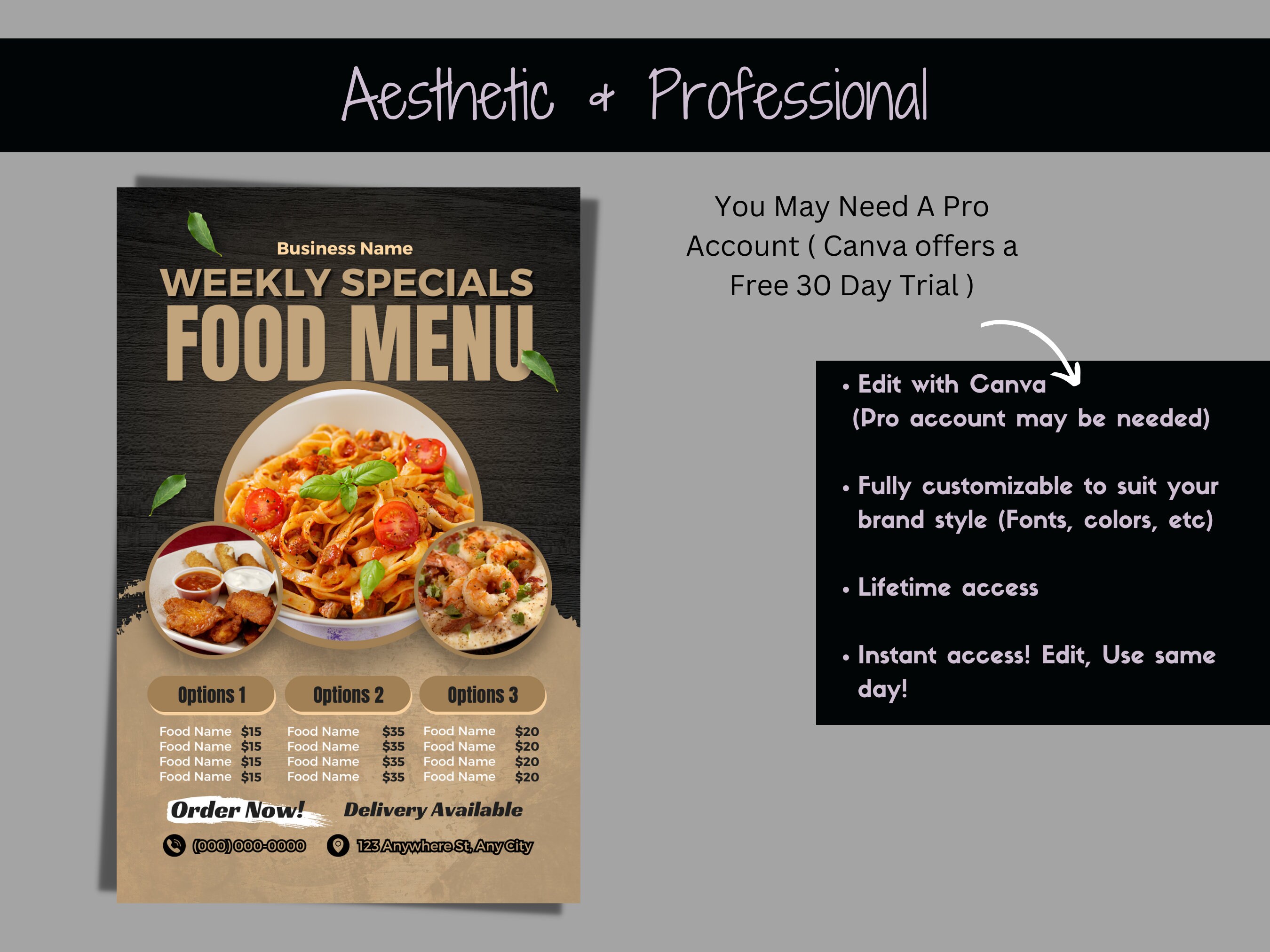 Weekly Specials Food Menu Flyer Template Restaurant Printable Food ...