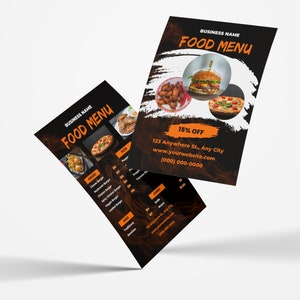 Printable Food Menu Flyer Template 2 Sided Food Menu Template Food Sale ...