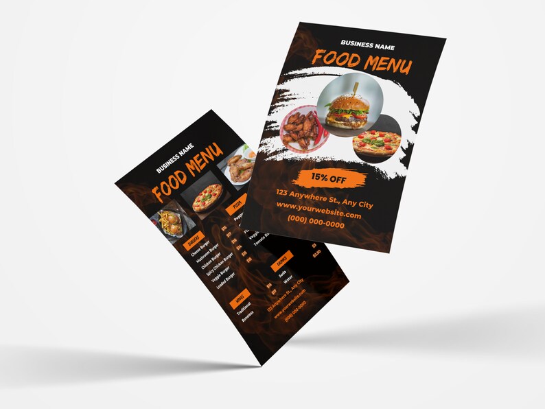 Printable Food Menu Flyer Template 2 Sided Food Menu Template Food Sale ...