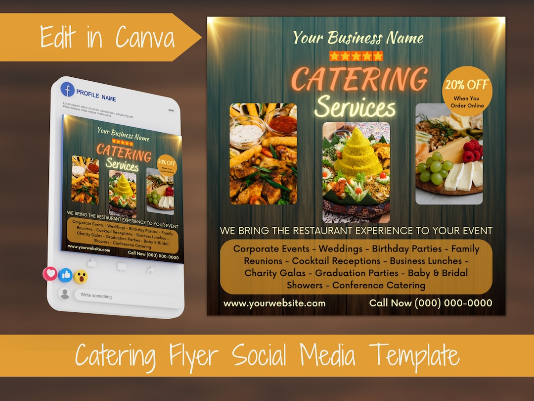 Editable Catering Service Flyer for Social Media Restaurant Cater Flyer ...