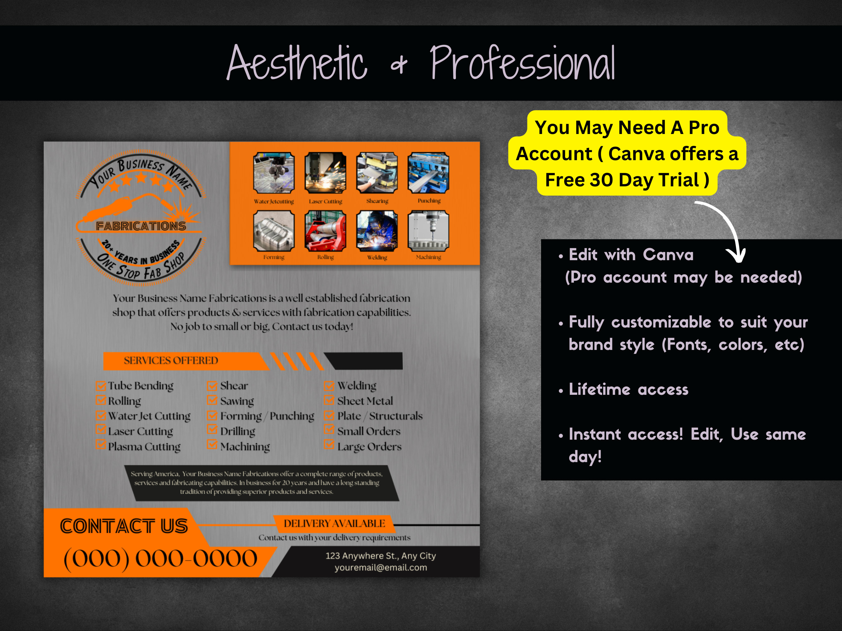 Custom Fabrications Social Media Flyer Template Custom Logo Editable ...