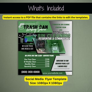 Trash Can Washing Service Flyer for Social Media Garbage Bin Cleaning ...