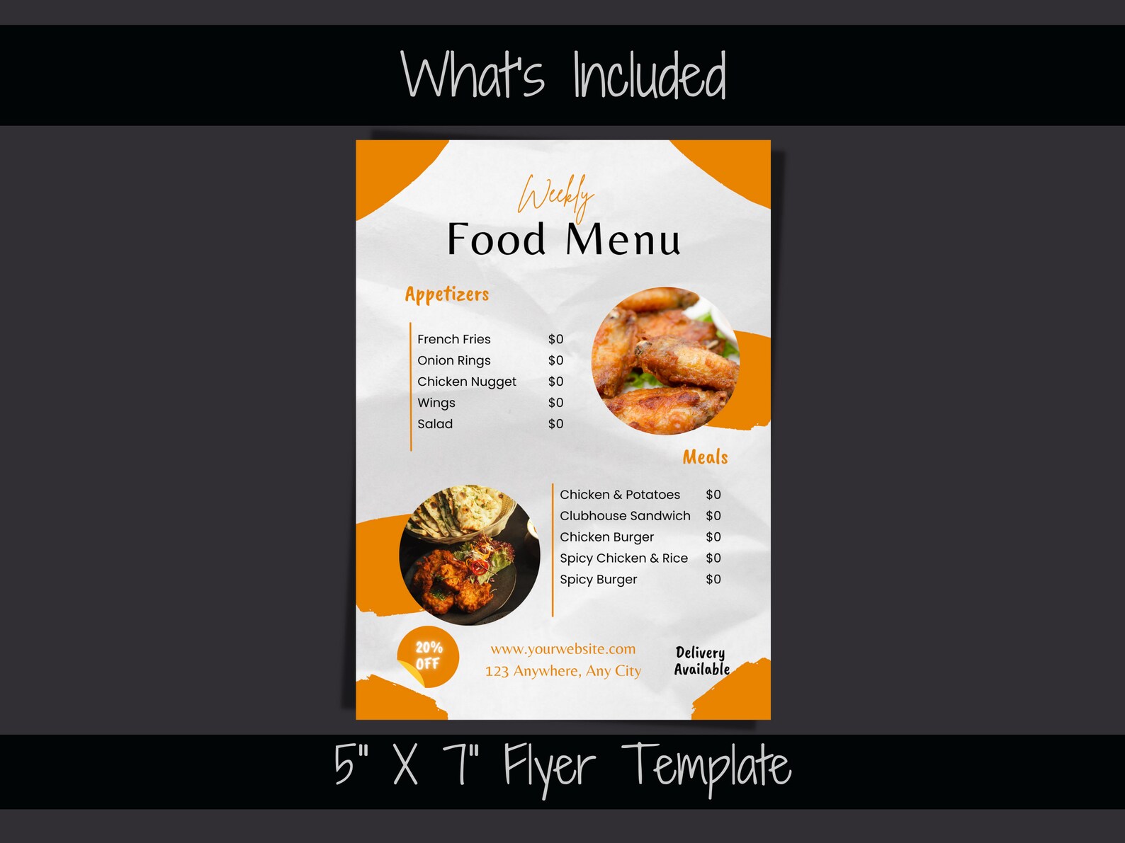 Weekly Food Menu Printable Flyer Editable Menu Template Restaurant ...