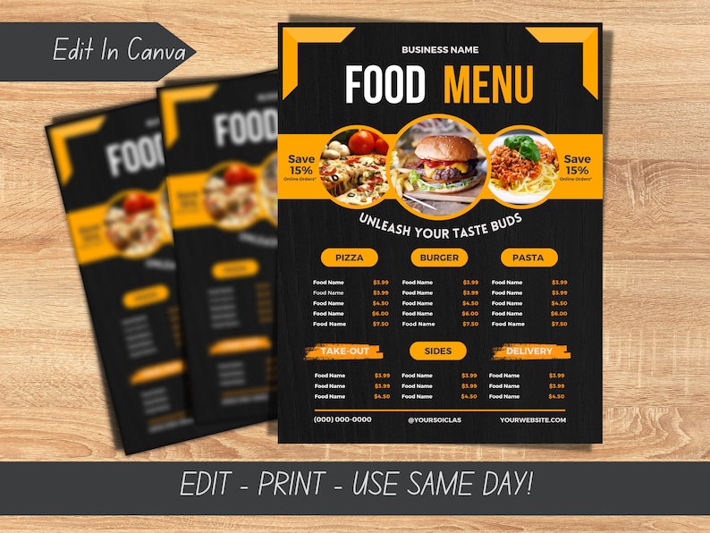 Food Menu Printable Flyer Template Printable Food Menu Price List ...