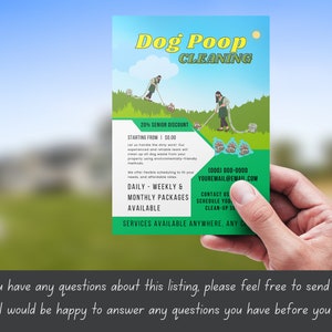Printable Dog Poop Clean up Flyer Dog Waste Removal Flyer Dog Poop ...