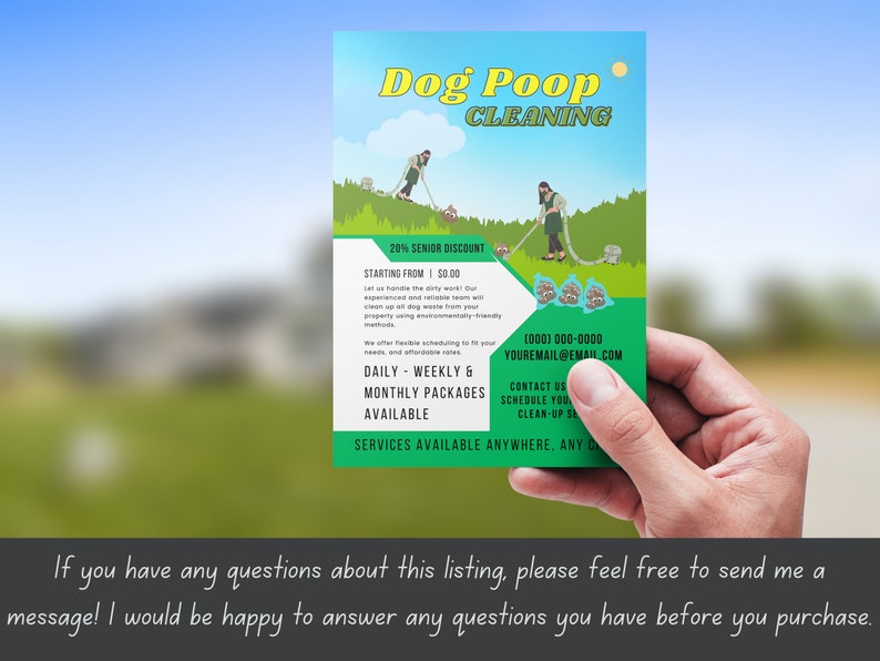 Printable Dog Poop Clean up Flyer Dog Waste Removal Flyer Dog Poop ...