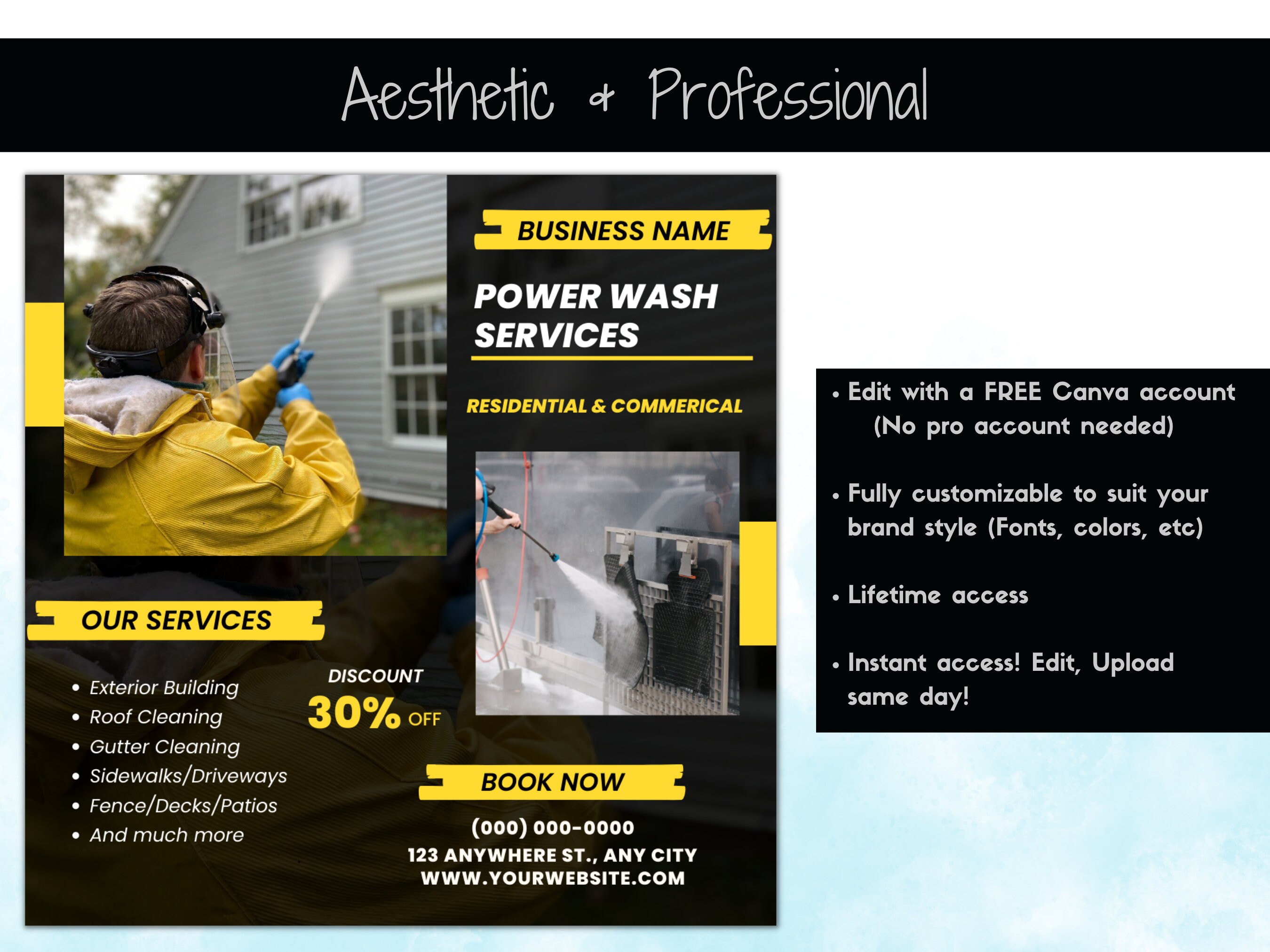 Power Wash Services Flyer Template for Social Media Power Wash ...