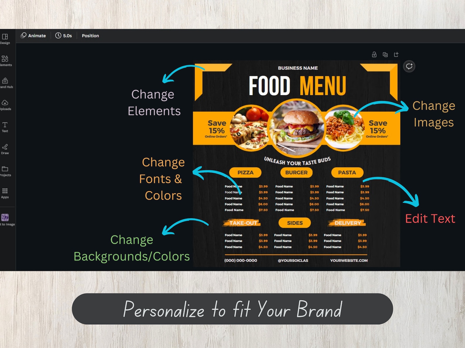 Editable Food Menu Bundle Printable Flyer Social Media Post Food Menu ...