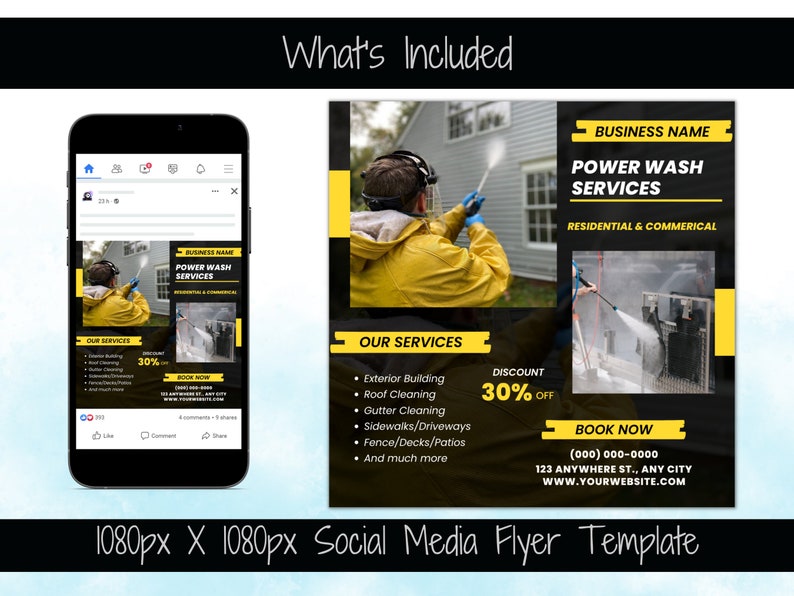 Power Wash Services Flyer Template for Social Media Power Wash ...