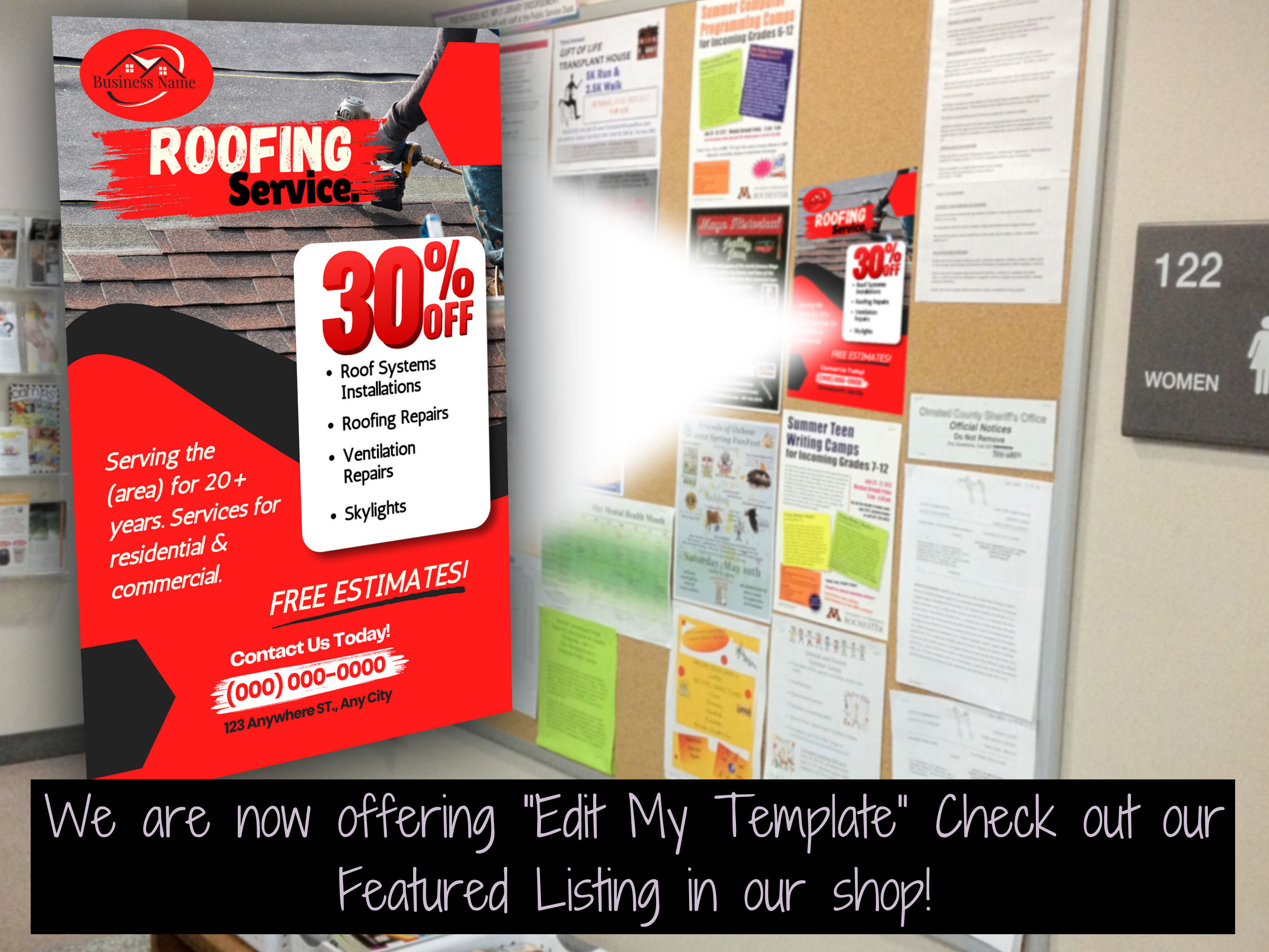 Printable Roofing Services Flyer Template Editable Service Flyer Roof ...