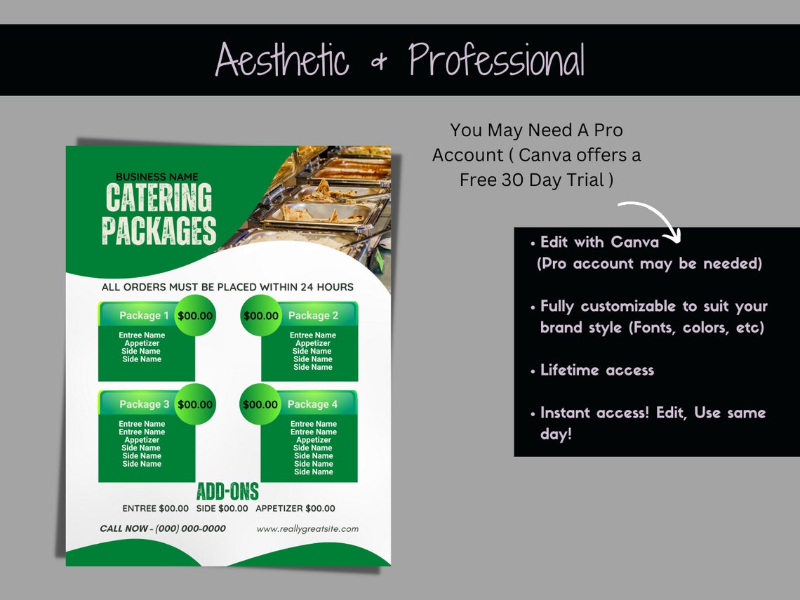 Catering Packages Menu Flyer Template (canva Editable, Printable) - Etsy