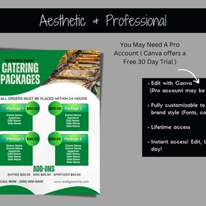 Catering Packages Menu Flyer Template (canva Editable, Printable) - Etsy