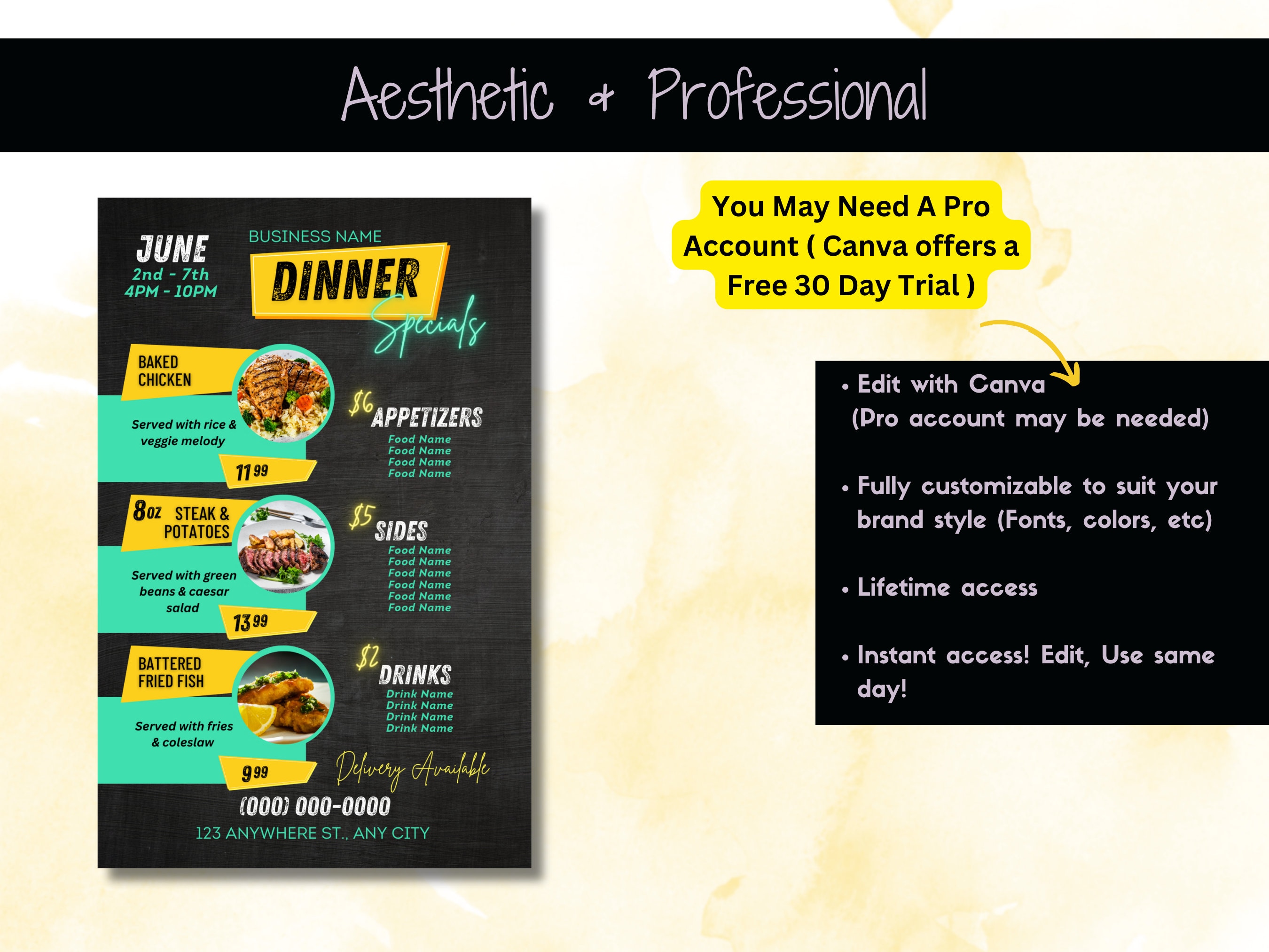 Printable Dinner Specials Flyer Template Food Sale Flyer Restaurant ...