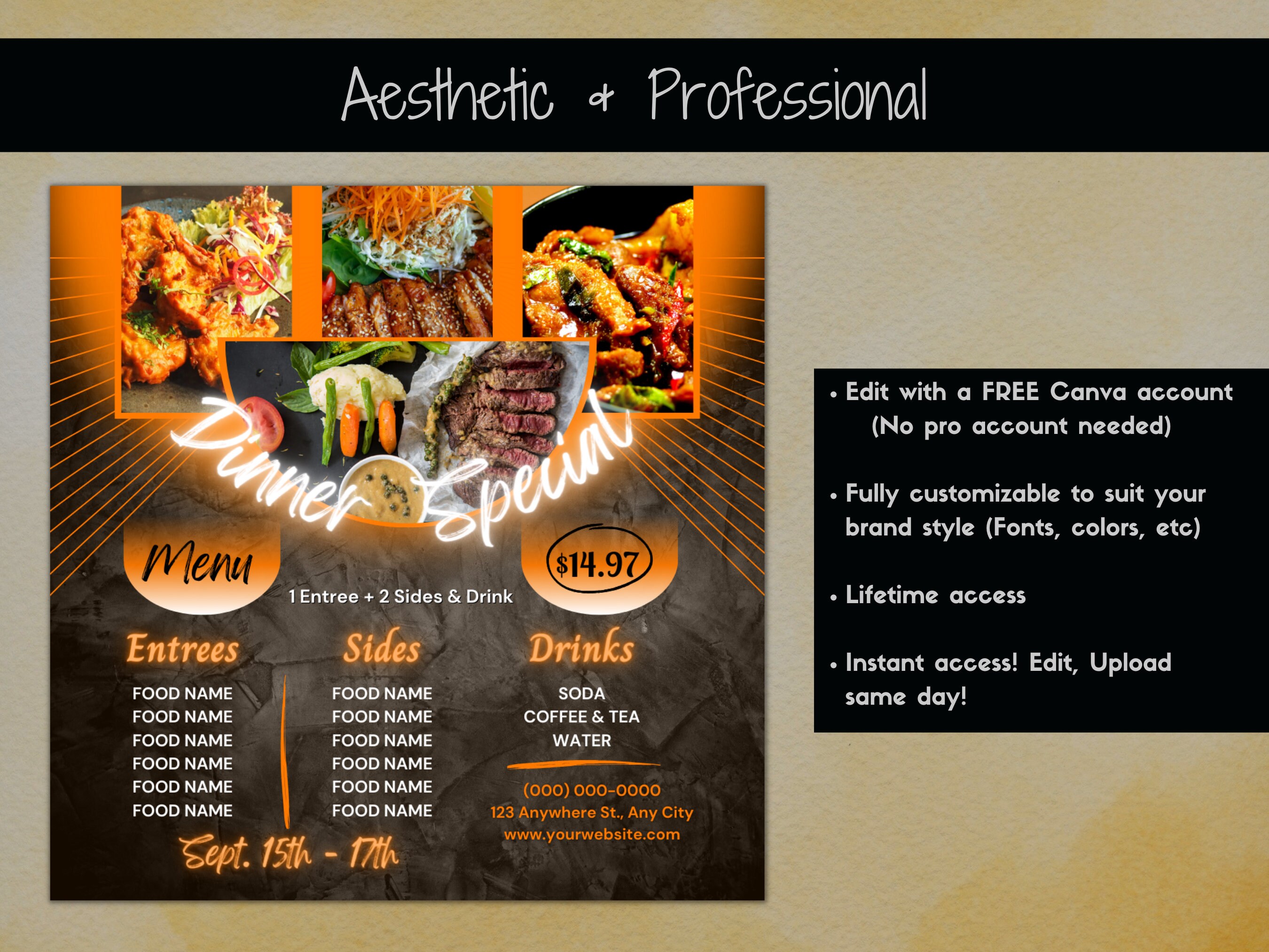 Editable Marketing Flyer Dinner Special Template Social Media Flyer ...