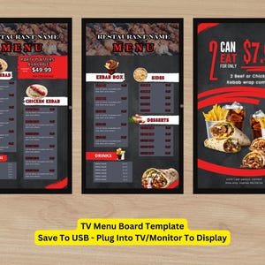 Digital Display TV Menu Board Template Static Digital Menu Board ...
