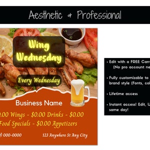 Wing Wednesday Social Media Flyer Bar and Grill Flyer Wing Specials ...