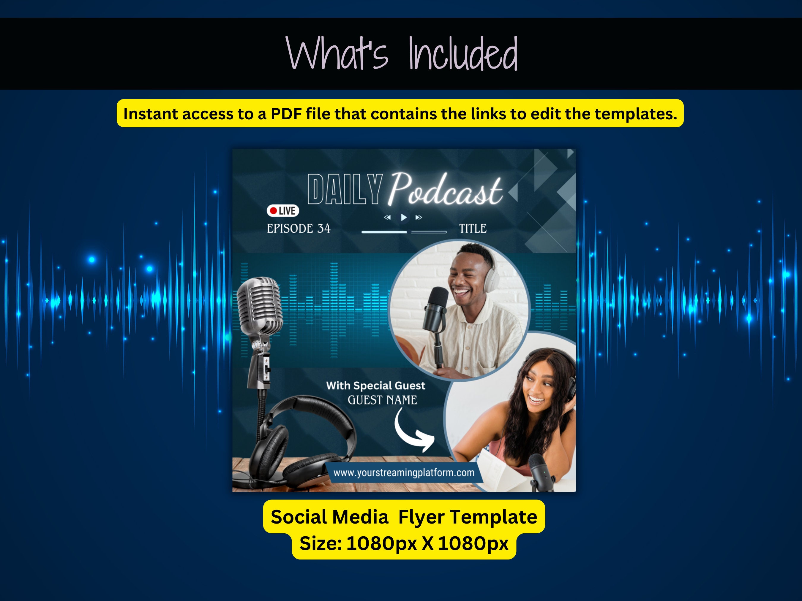 Podcast Flyer Social Media Promo Template for Podcasters Talk Show ...