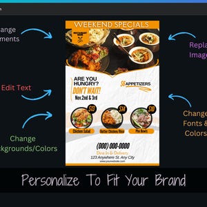 Printable Weekend Specials Flyer Template Food Specials Flyer Restaurant Marketing Flyer ...