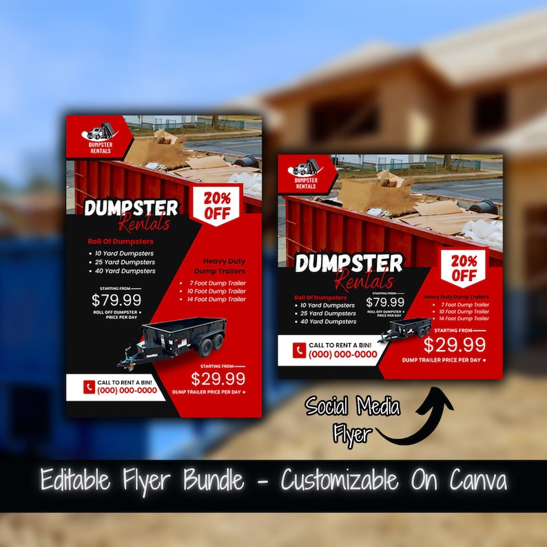 Dumpster Rental Flyer Templates Bundle (canva Editable) - Etsy