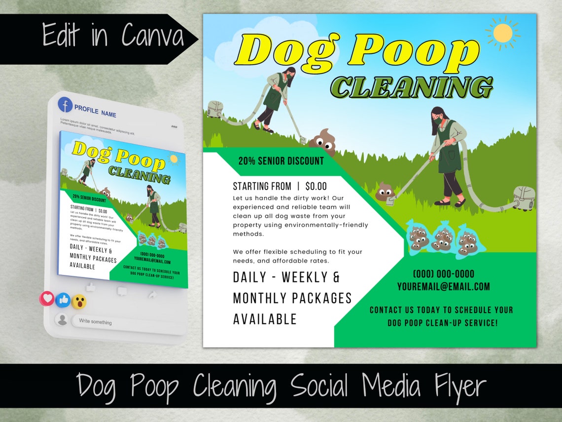 Dog Poop Cleaning Service Flyer Template (digital) - Etsy