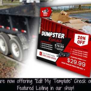 Dumpster Rentals Flyer Template, Junk Removal Business (canva Editable ...