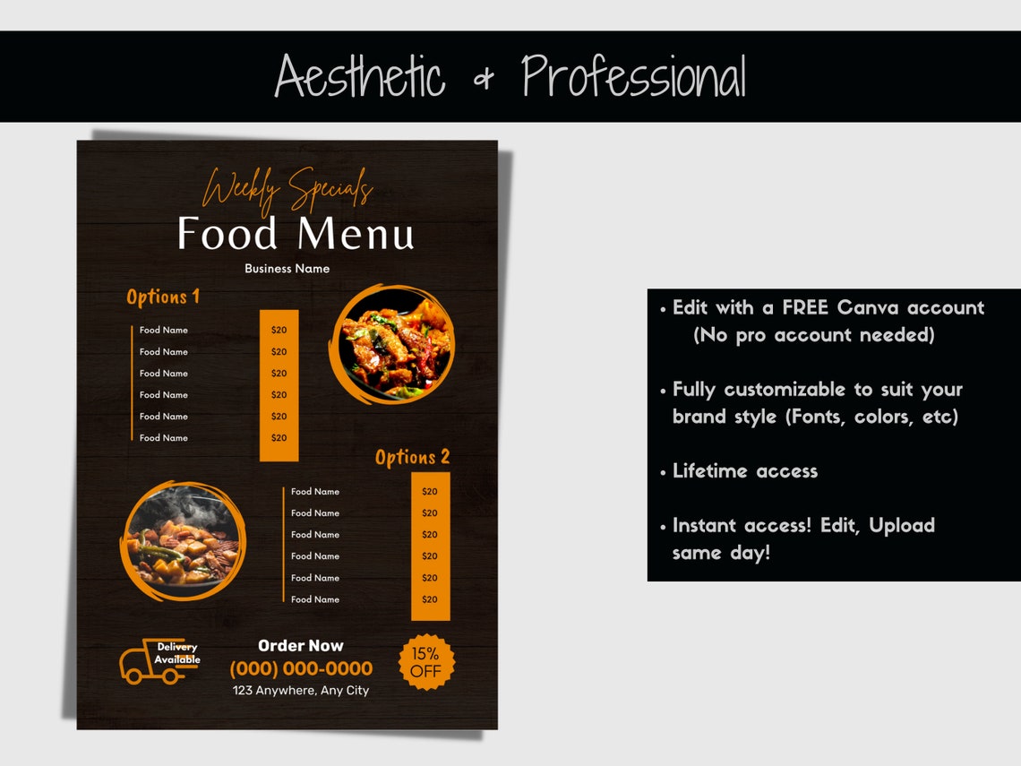 Editable Weekly Specials Flyer Template Food Menu Restaurant Menu ...