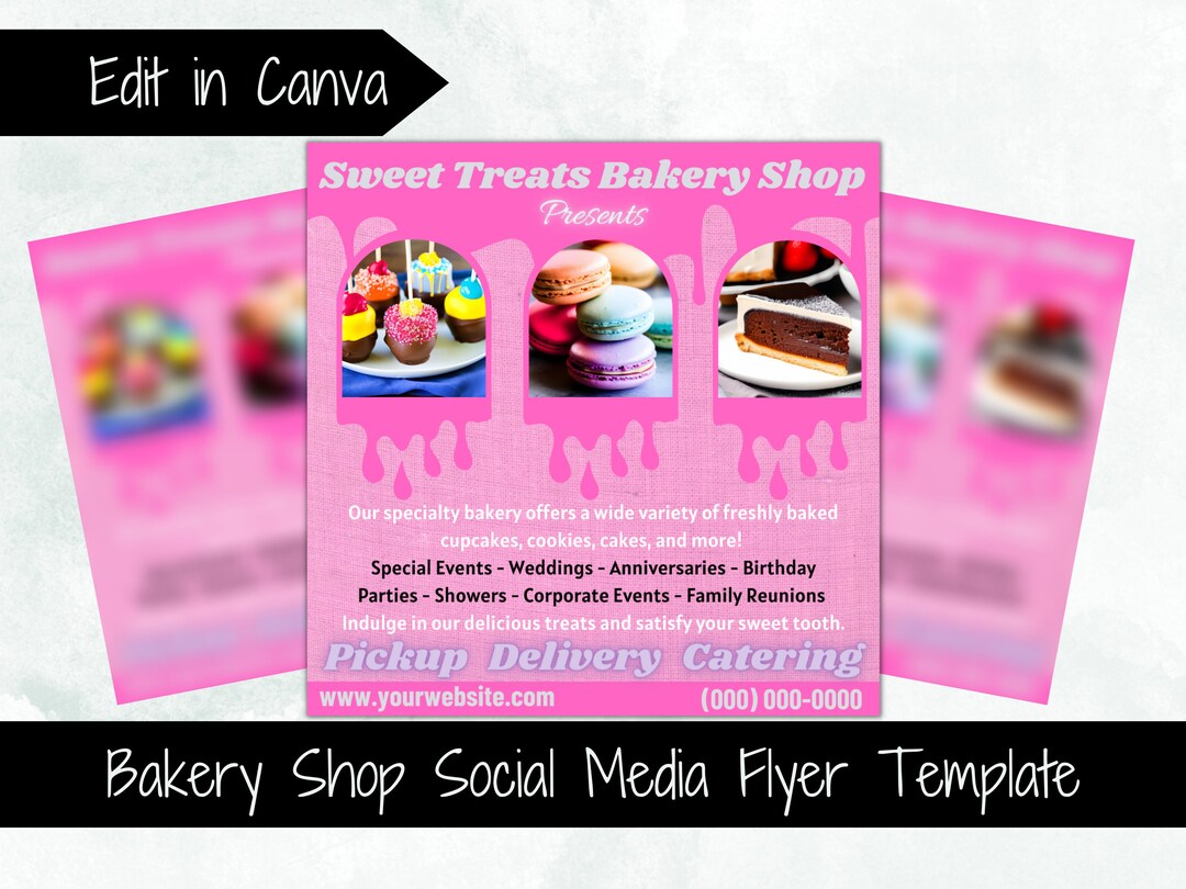 Sweet Treats Social Media Post Template Premade Bake Sale Flyer Design ...