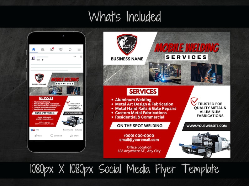 Mobile Welding Services Flyer Template, Social Media Post (digital ...