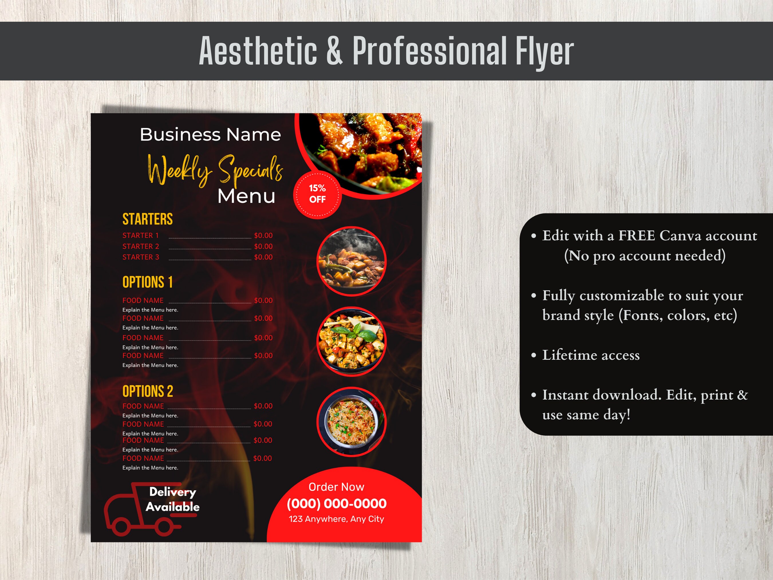 Editable Flyer Template Weekly Specials Food Menu Restaurant Menu ...